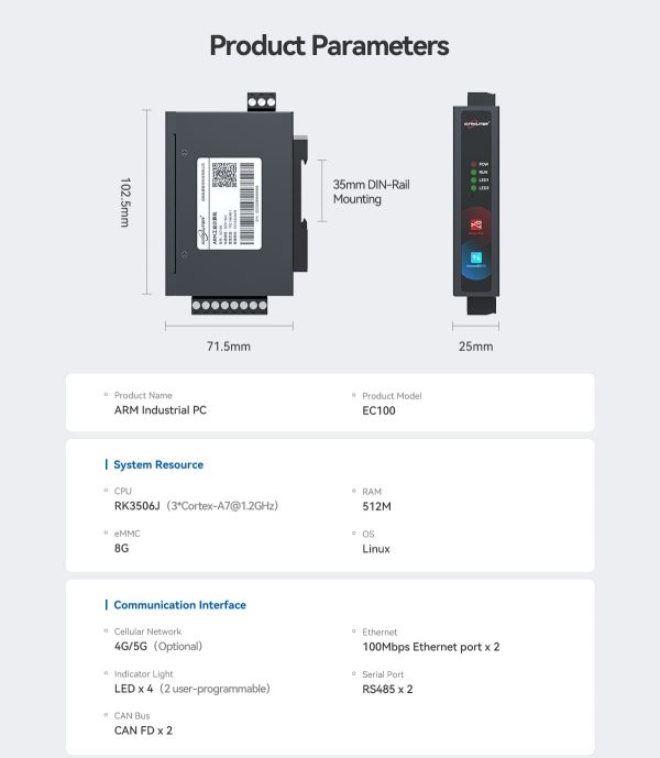 EC100 High-performance Open Source ARM Industrial Computer - IOTROUTER